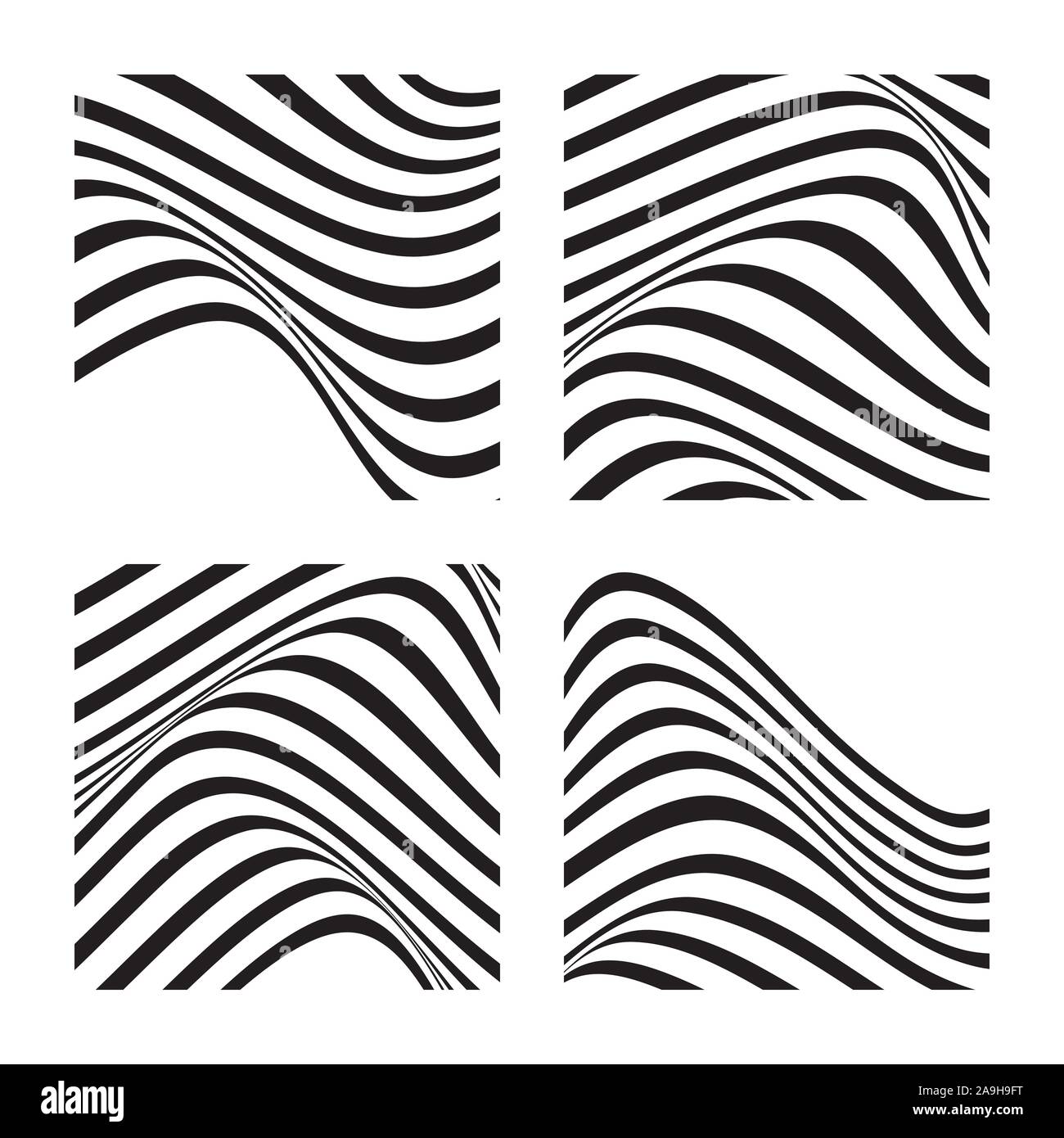 Abstract backgrounds with wavy lines. Black wavy lines on white ...