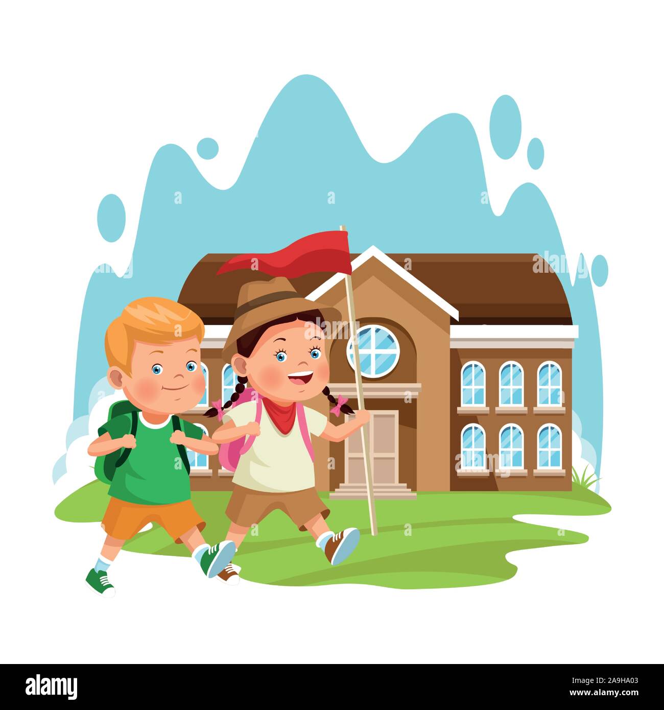 Classroom boy girl reading Stock Vector Images - Alamy