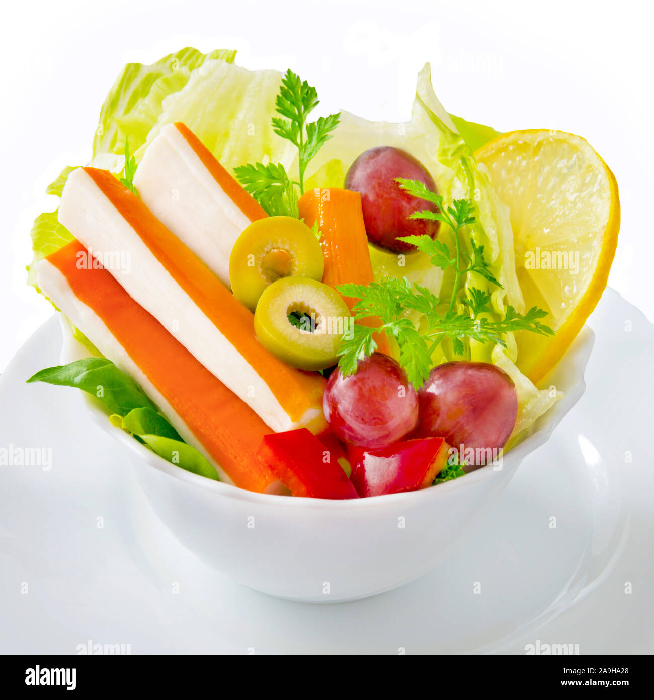 Surimi and salad bowl Stock Photo - Alamy