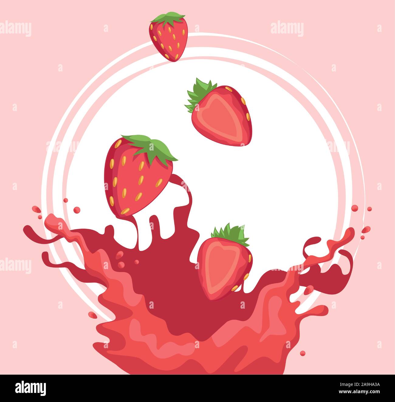 strawberry fruits falling and splash of the juice Stock Vector Image ...