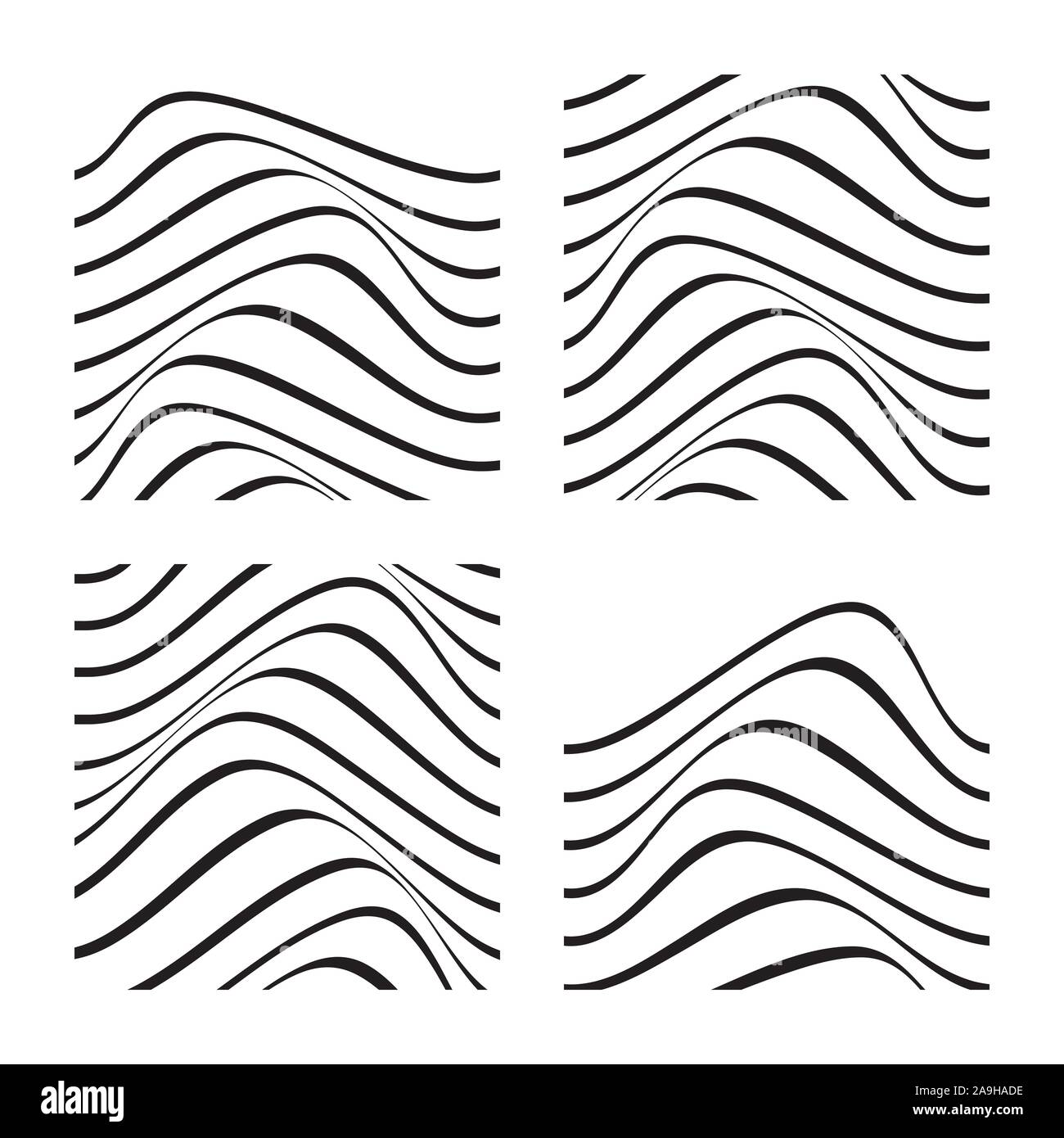 Abstract backgrounds with wavy lines. Black wavy lines on white ...