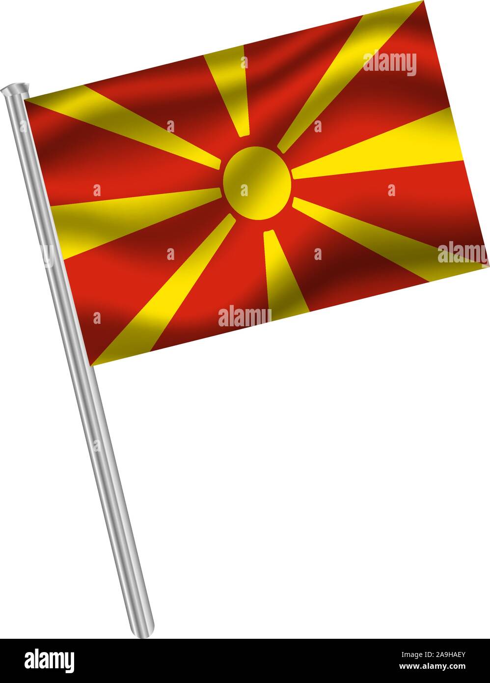 National flag of Republic of North Macedonia. original colors and ...
