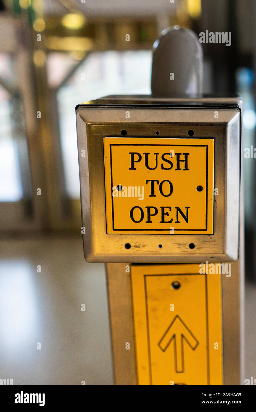 The disabled access button, push to open that lets people in ...