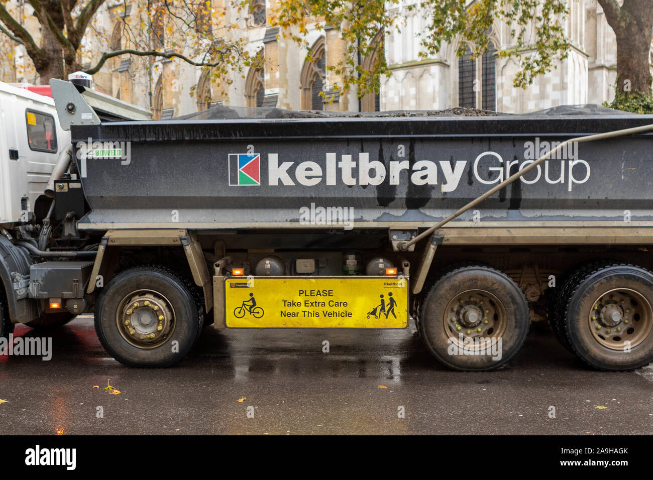 Heavy goods vehicle with truck side guard in Westminster, London Stock ...