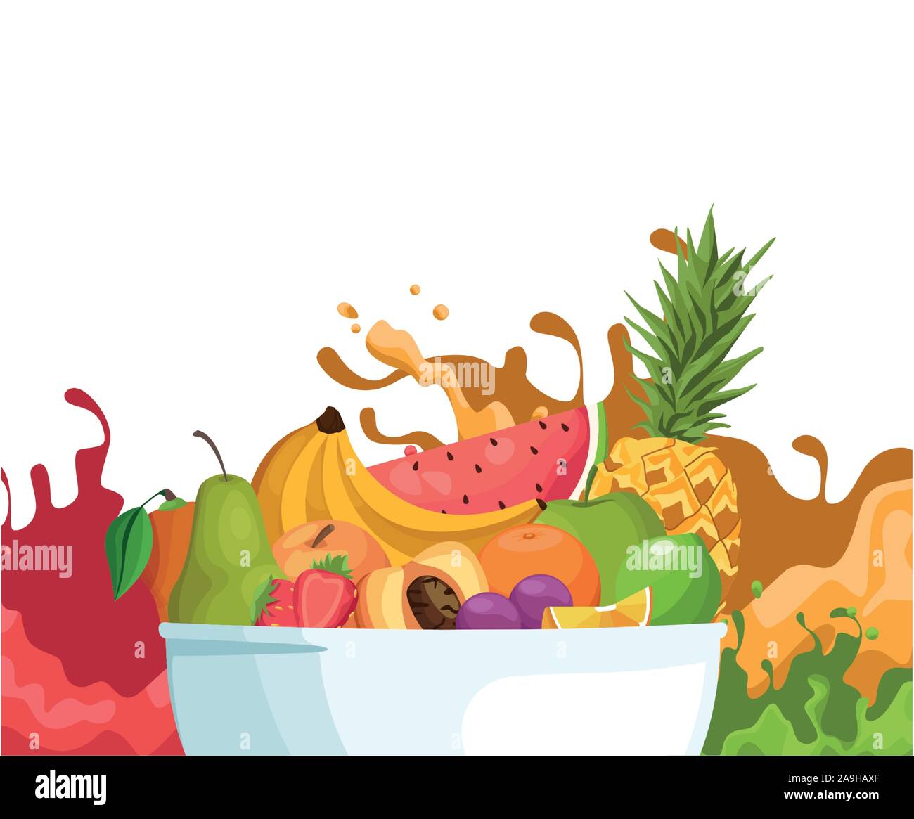 Fruit bowl isolated with pineapple Stock Vector Images - Alamy