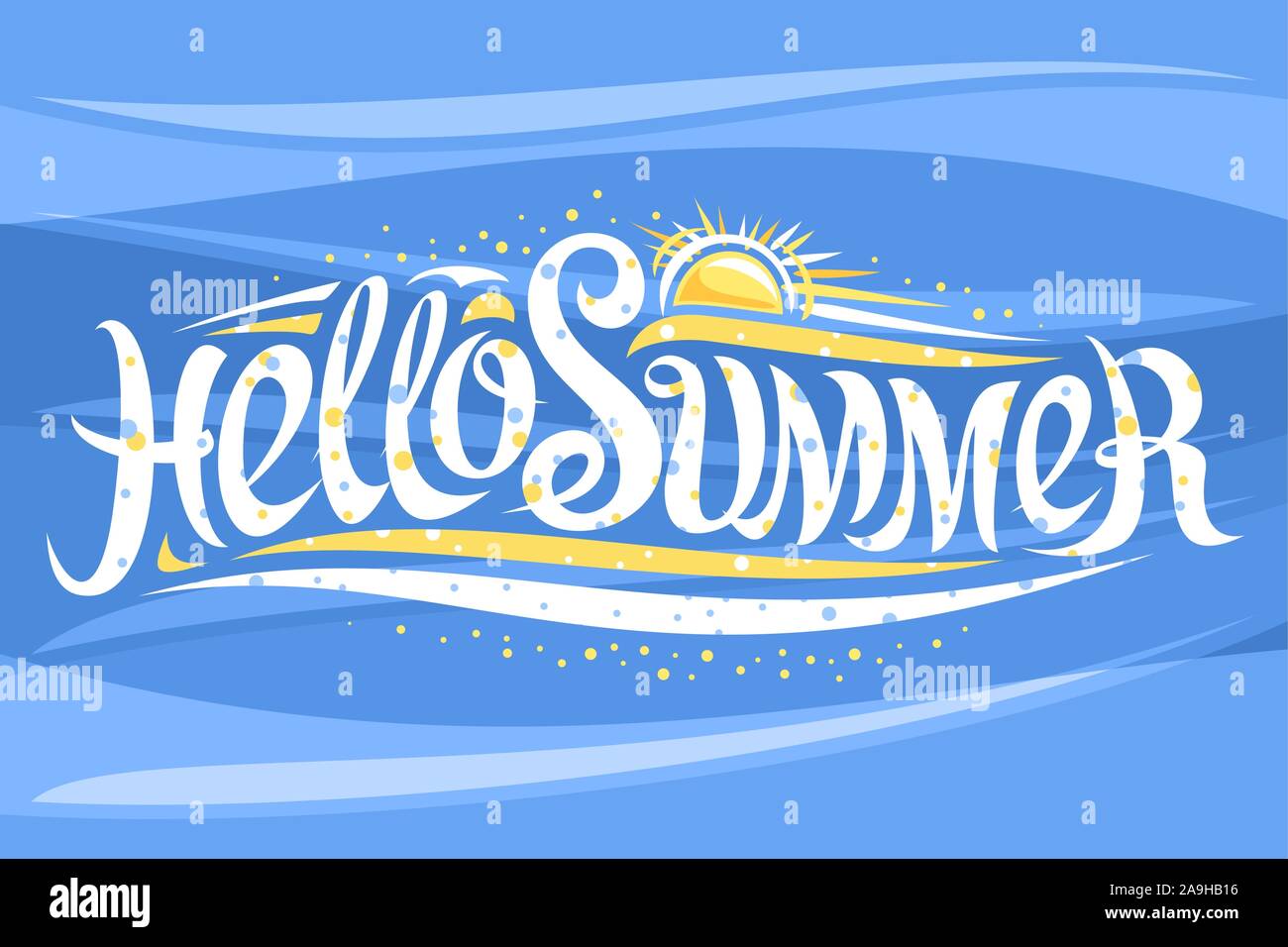 Vector lettering Hello Summer, banner with decorative elegant ...