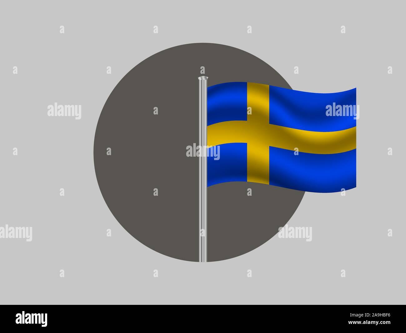 Beautiful national flag of Kingdom of Sweden. original colors and ...
