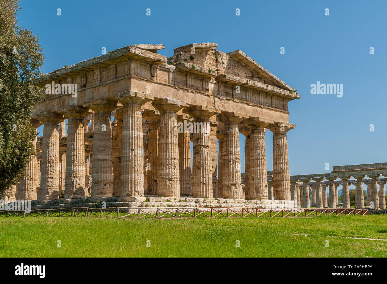 Front part of the Temple of Neptune, Greek God of the waters, taken in ...