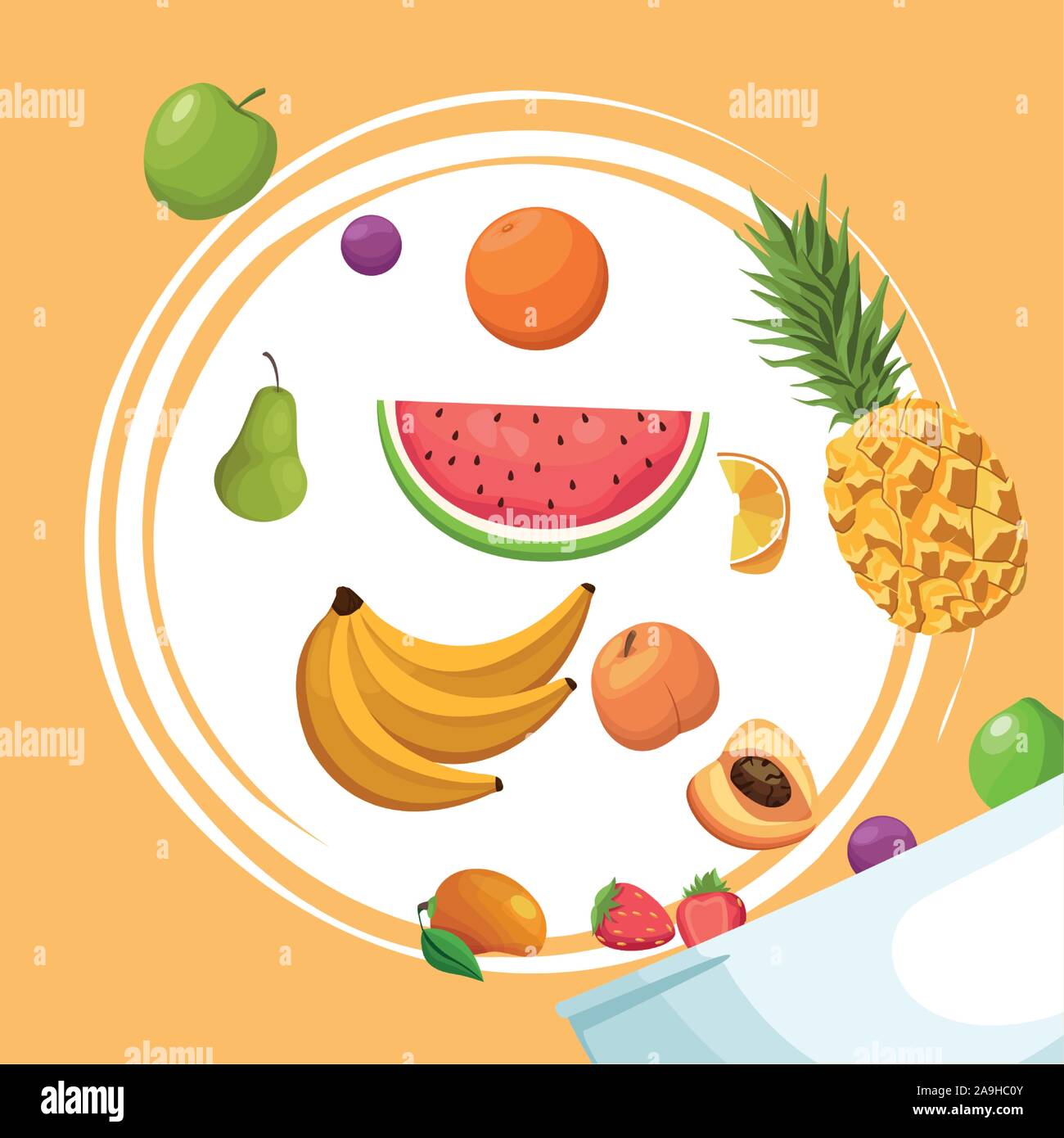 tropical fruits falling, colorful design Stock Vector Image & Art - Alamy