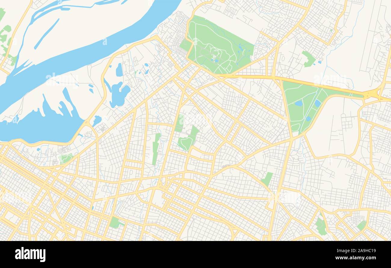 Printable street map of Asuncion, Paraguay. Map template for business ...
