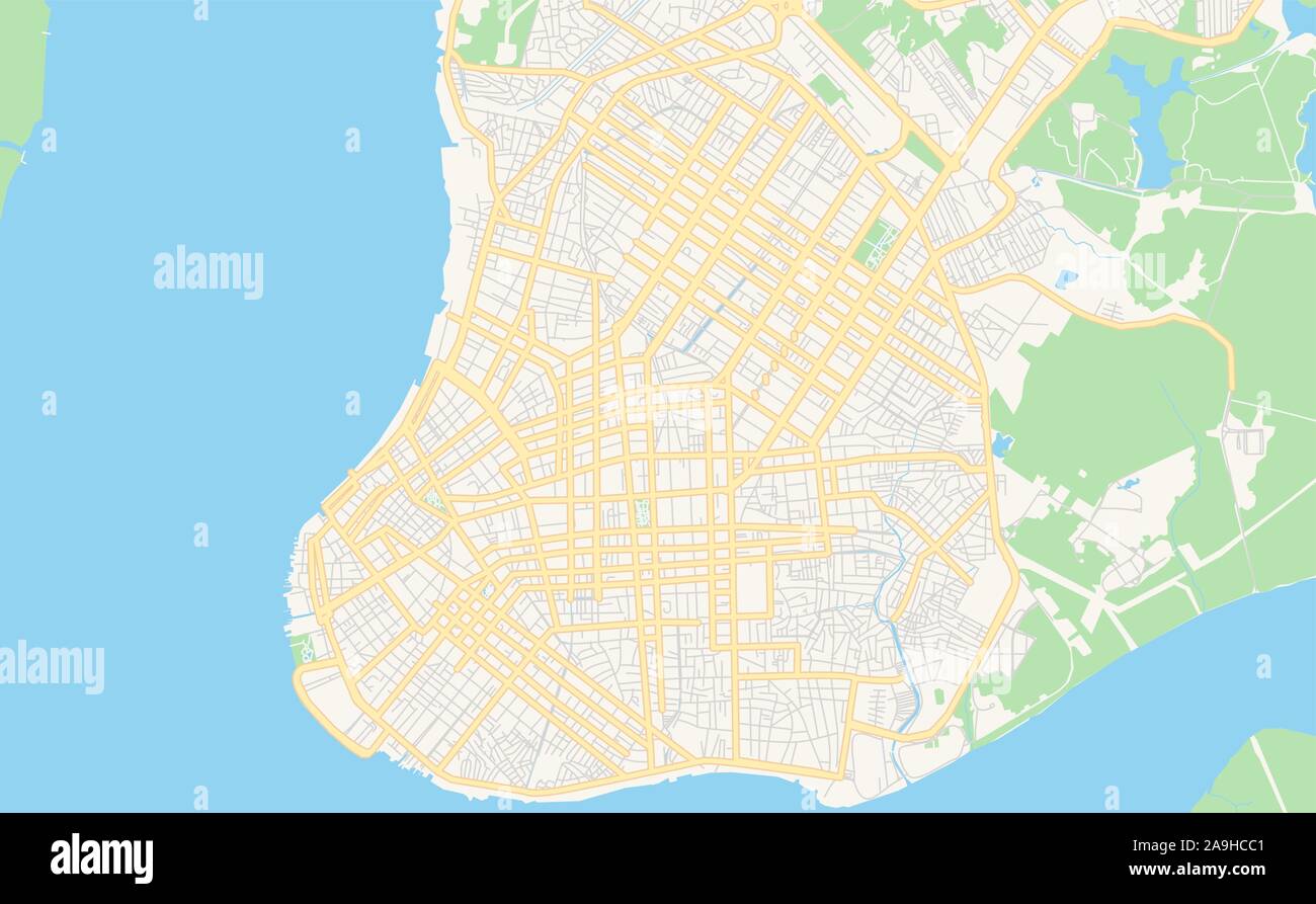 Printable street map of Belem, Brazil. Map template for business use ...