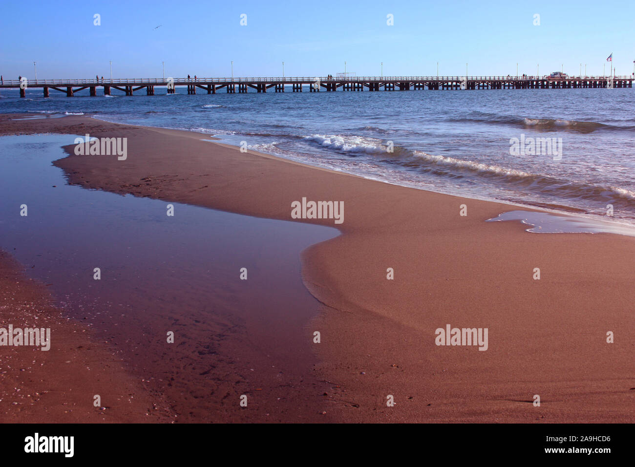 the Versilia beach, a sandy expanse of soft and warm colors in front of ...