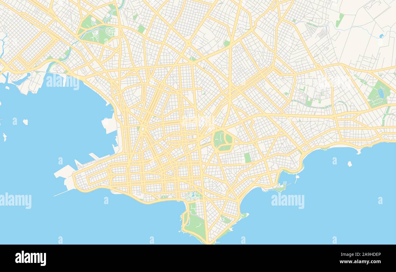 Printable street map of Montevideo, Uruguay. Map template for business ...