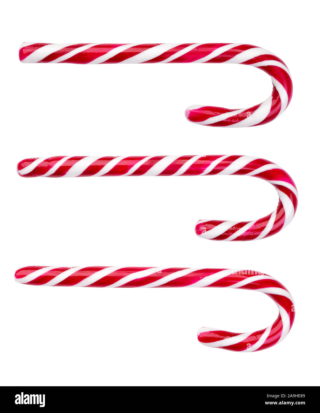 Striped Red Christmas Candy Canes Isolated on White Background Stock ...