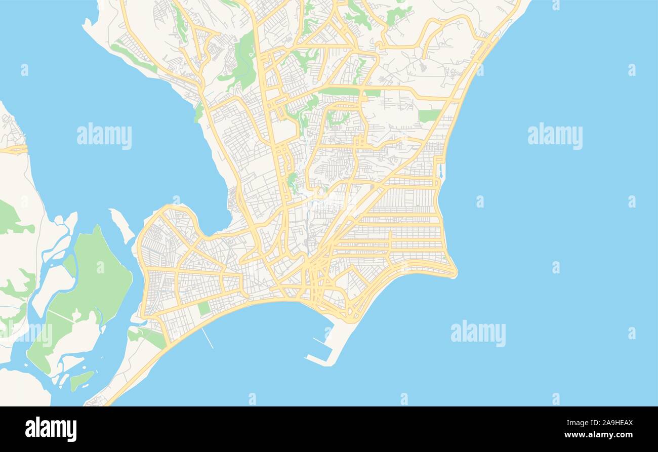 Printable street map of Maceio, Brazil. Map template for business use ...