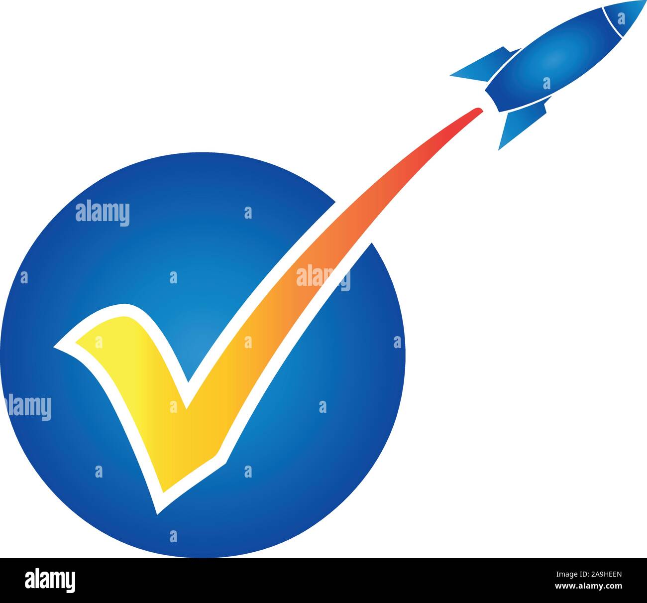 Rocket, check mark, button, startup, business, hook, logo Stock Vector ...