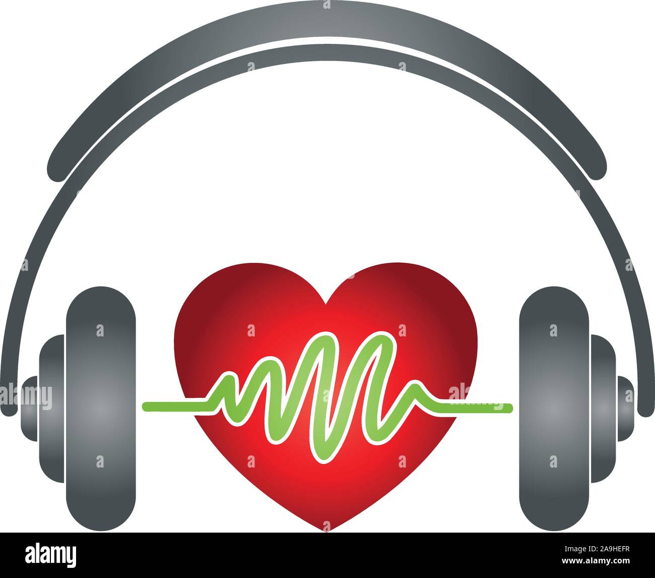 Headphones, earphones, heart, sound, music, logo Stock Vector Image ...