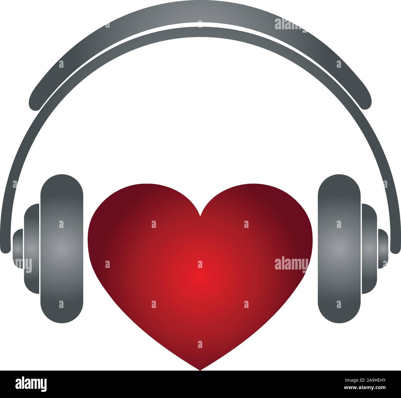 Headphones, earphones, heart, sound, music, logo Stock Vector Image ...