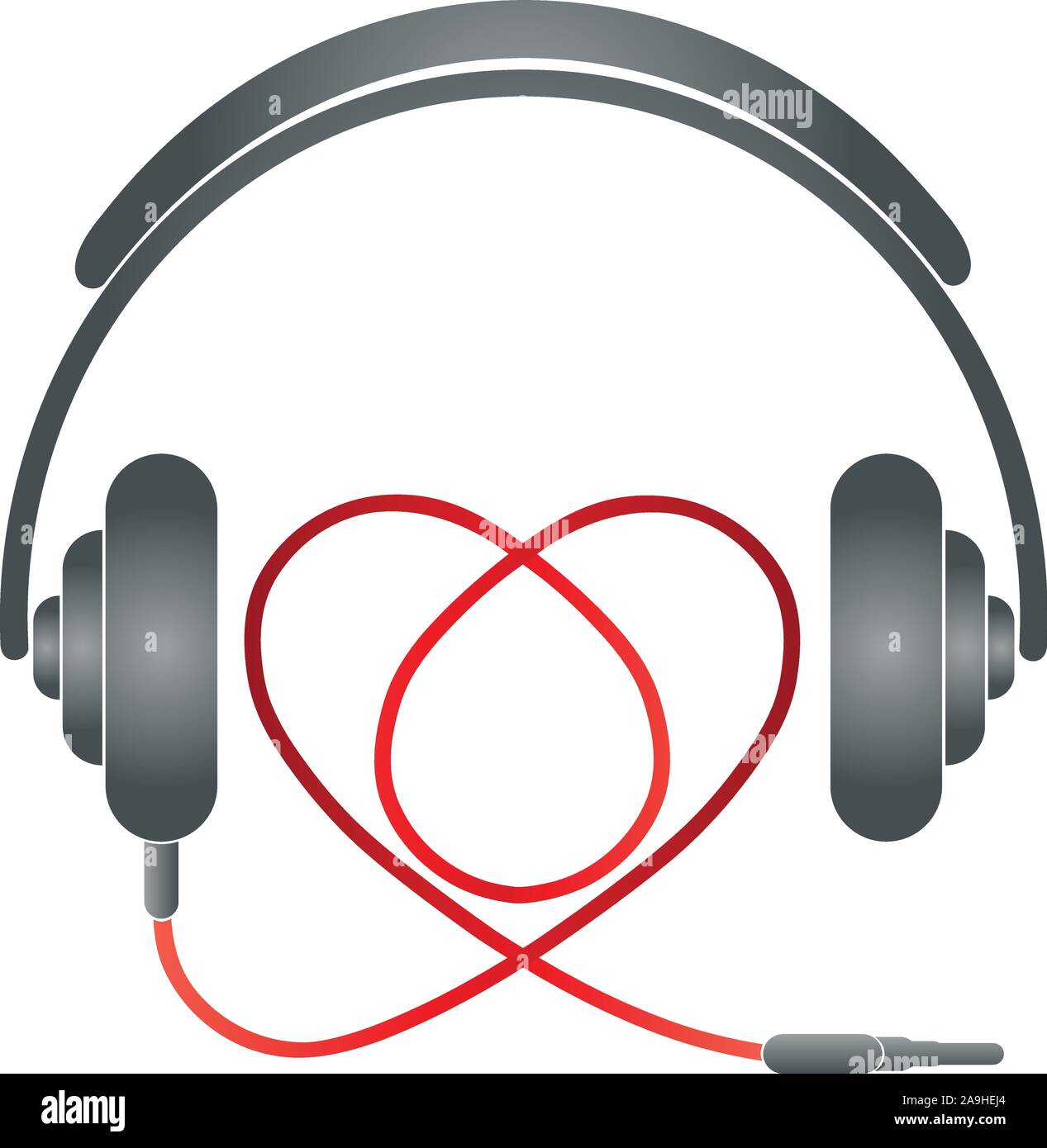 Headphones, earphones, heart, sound, music, logo Stock Vector Image ...