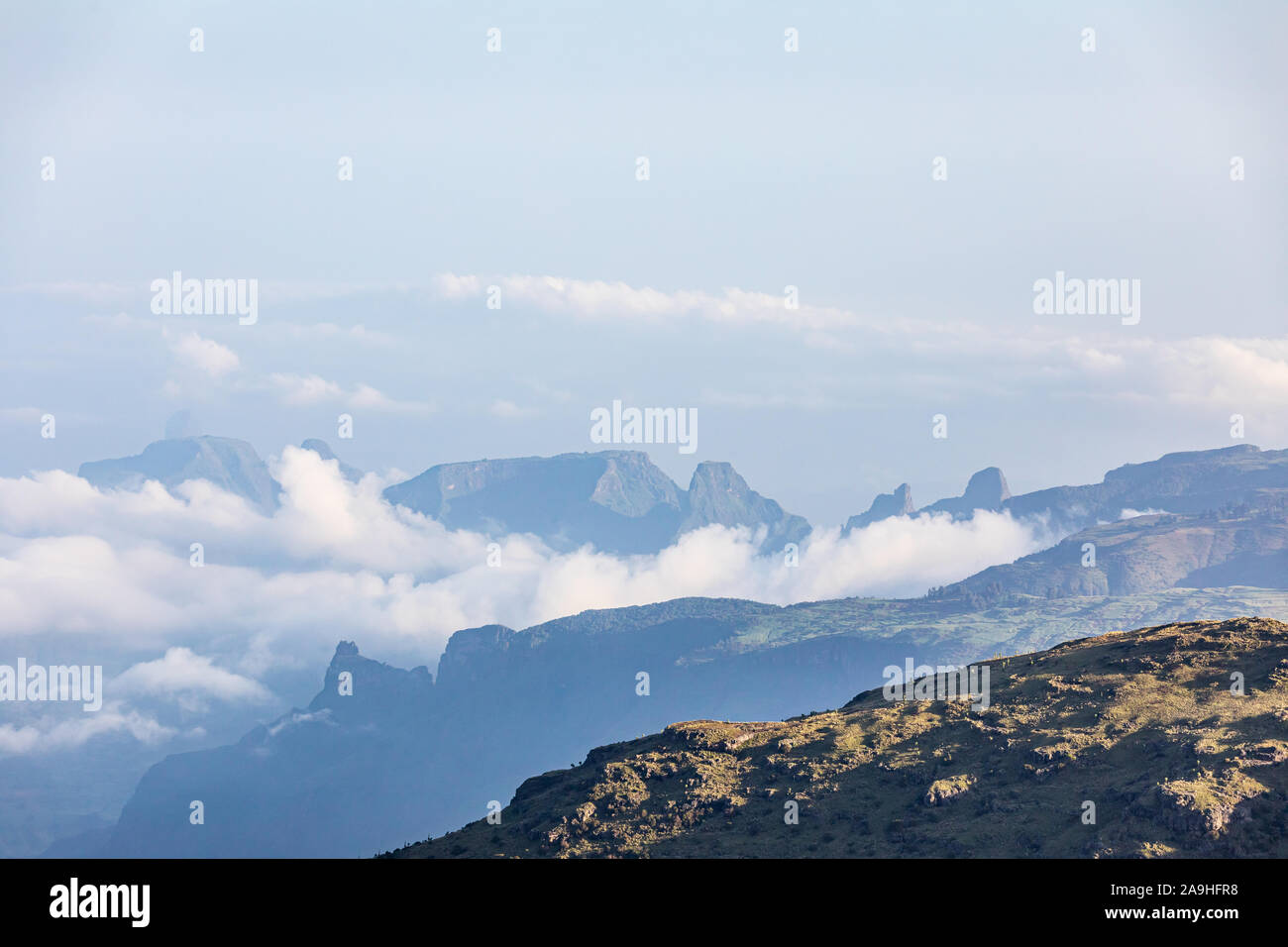 Ethiopia. Amhara. North Gondar. View of mountains and clouds in the ...
