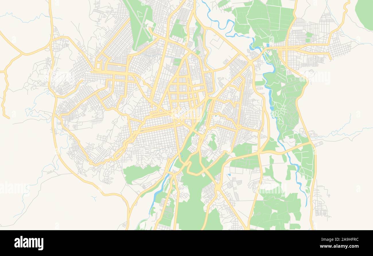 Printable street map of Cucuta, Colombia. Map template for business use ...