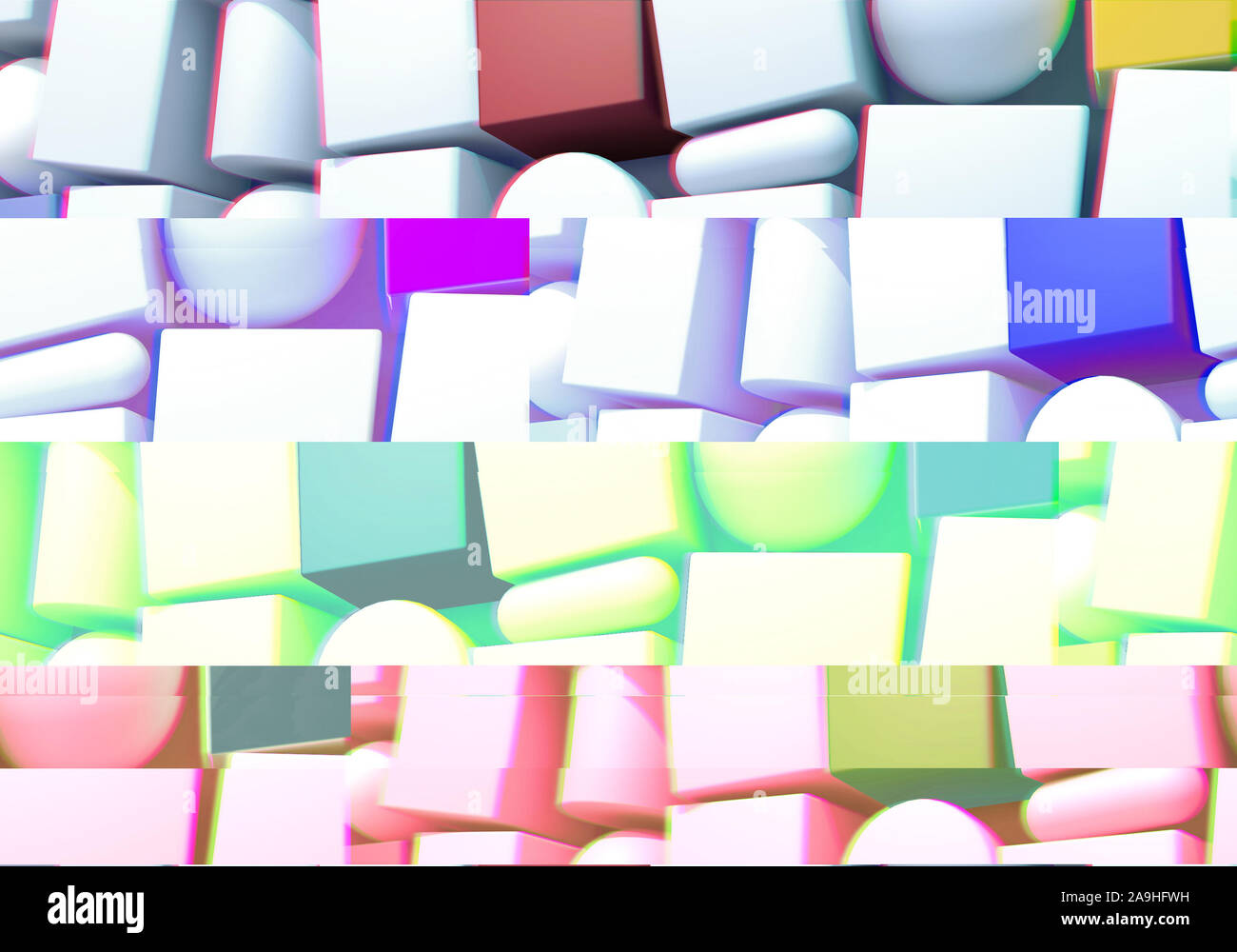 Abstract background with 3d figures and glitch effect Stock Photo - Alamy