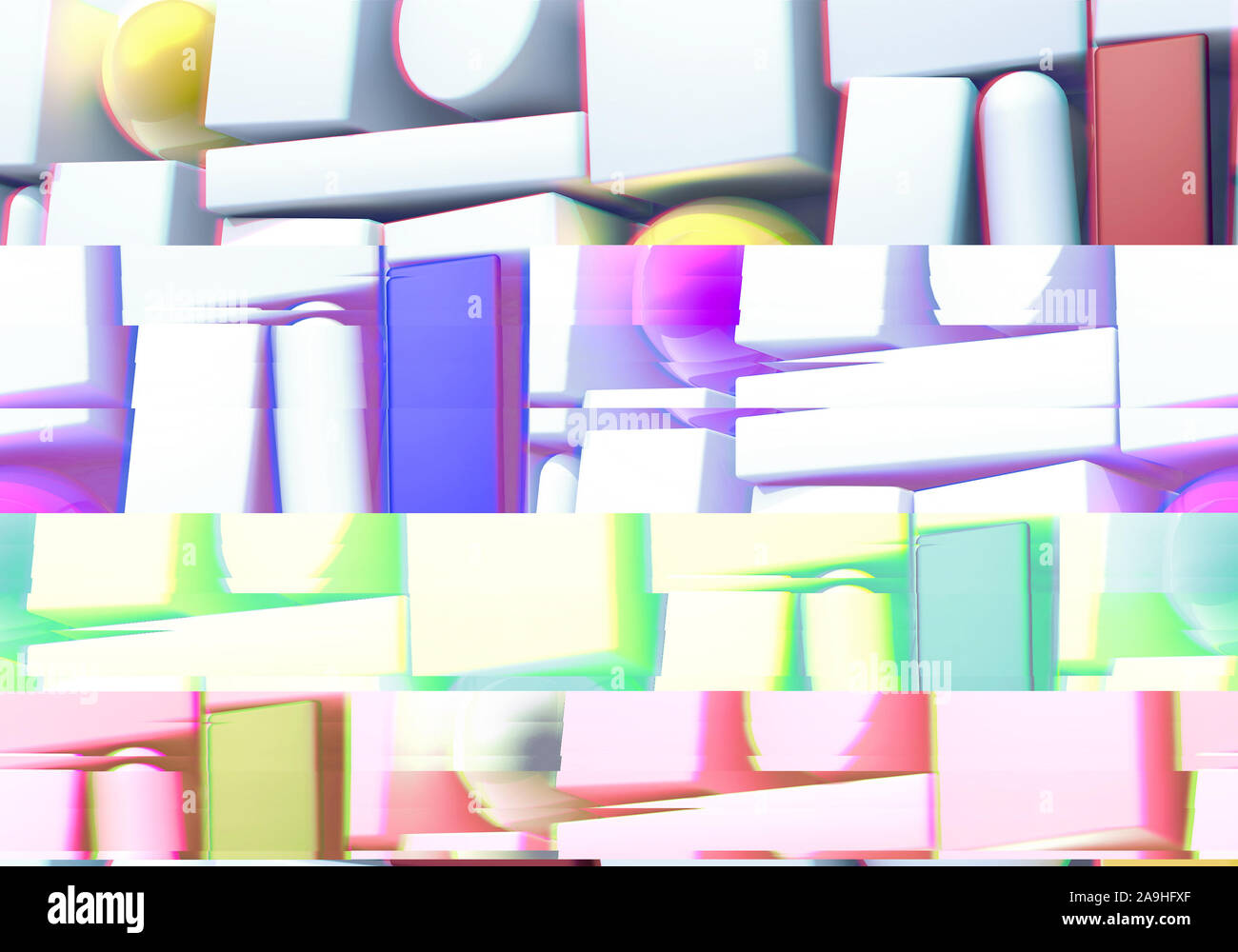 Abstract background with 3d figures and glitch effect Stock Photo - Alamy
