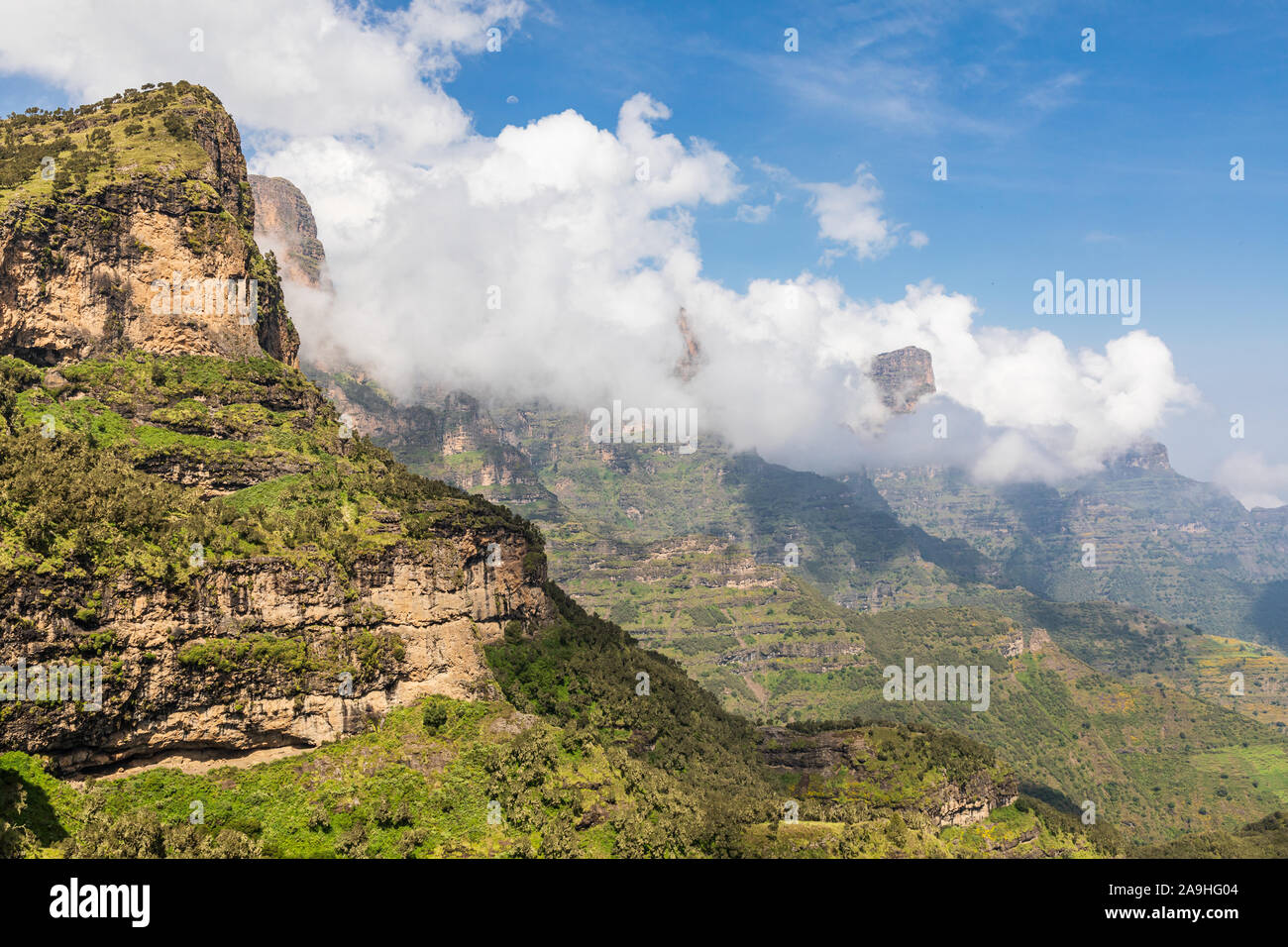 Ethiopia. Amhara. North Gondar. Cliffs on a mountain in the Ethiopian ...