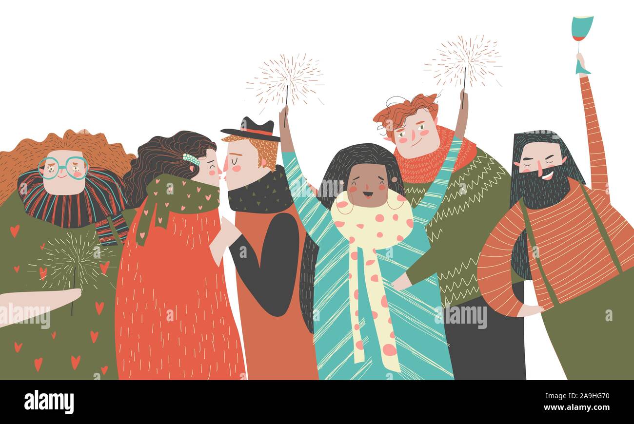 Happy people celebrate an important event. Joyful emotions Stock Vector ...