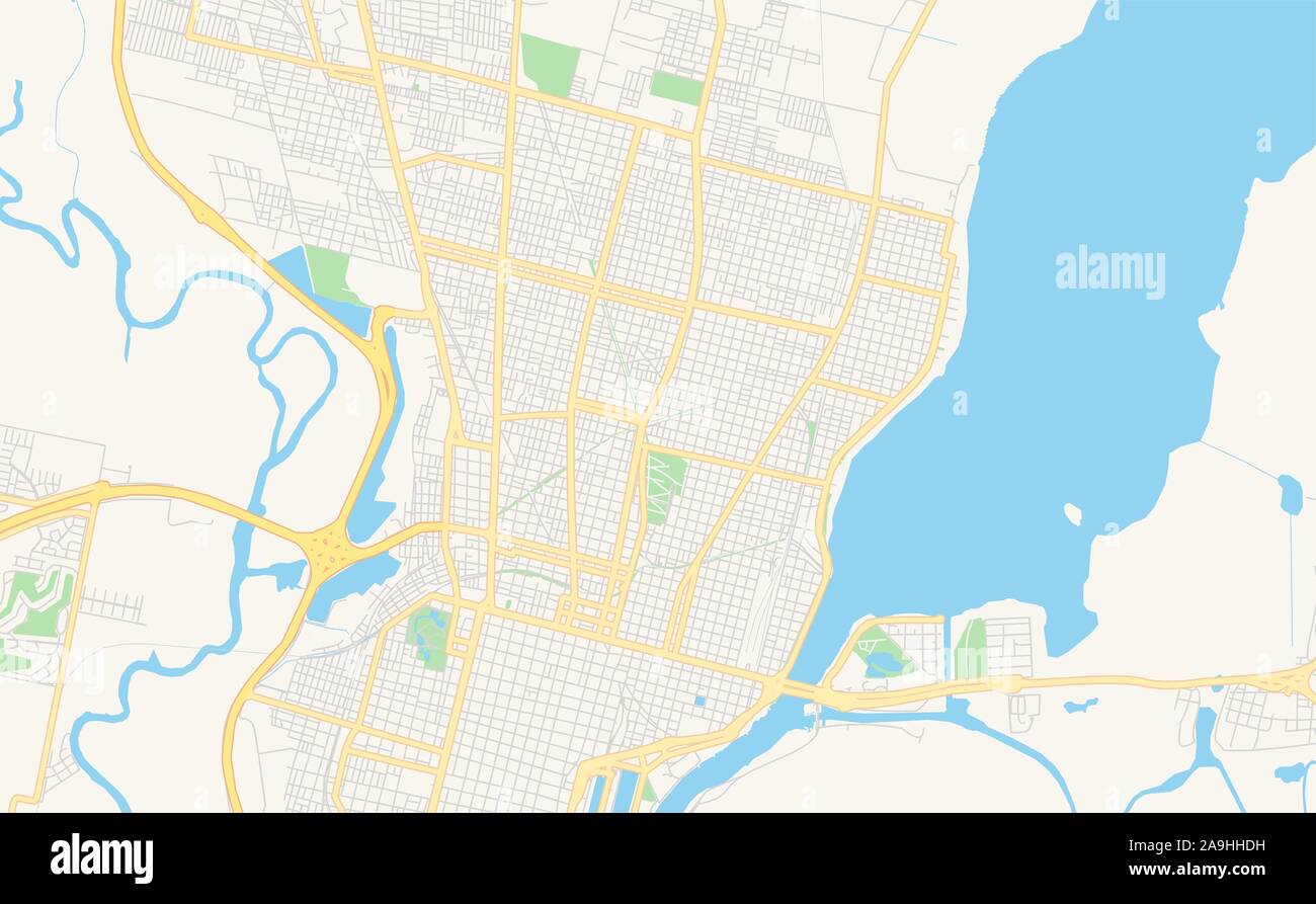 Printable street map of Santa Fe de la Vera Cruz, Argentina. Map ...
