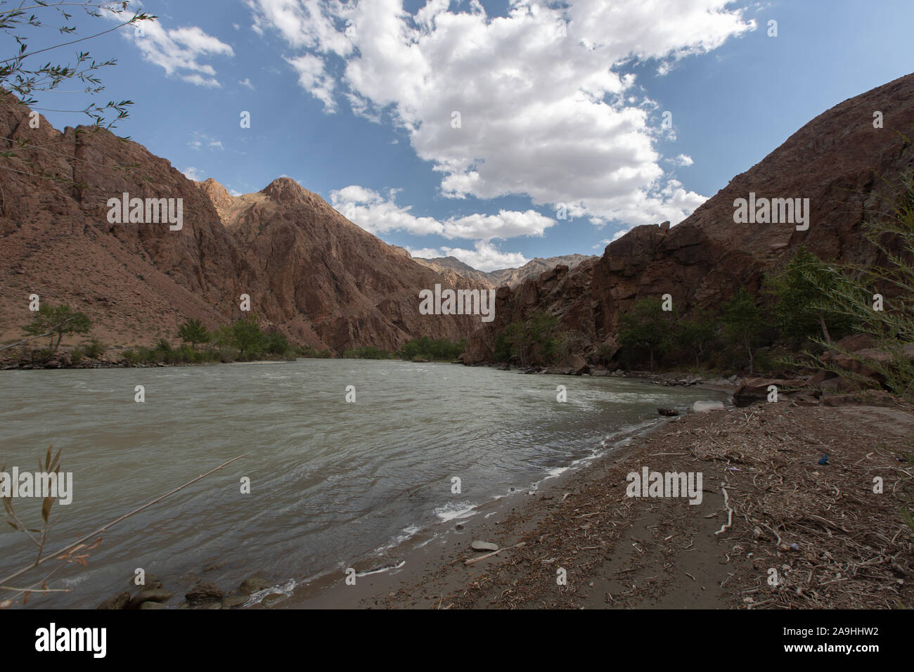 Landscapes of Mongolia, Hovd river Stock Photo - Alamy