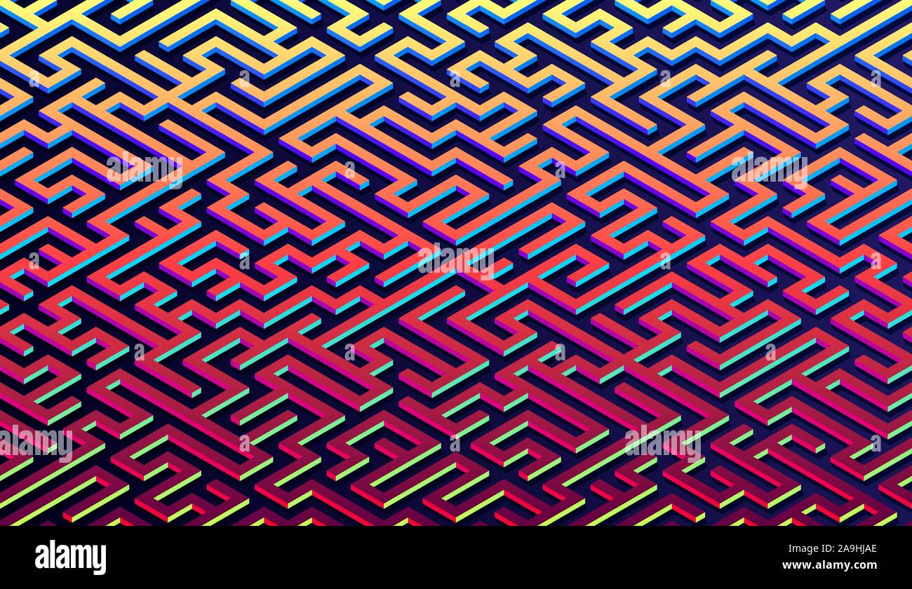 Maze pattern abstract background with vibrant labyrinth for poster or wallpaper Stock Vector ...