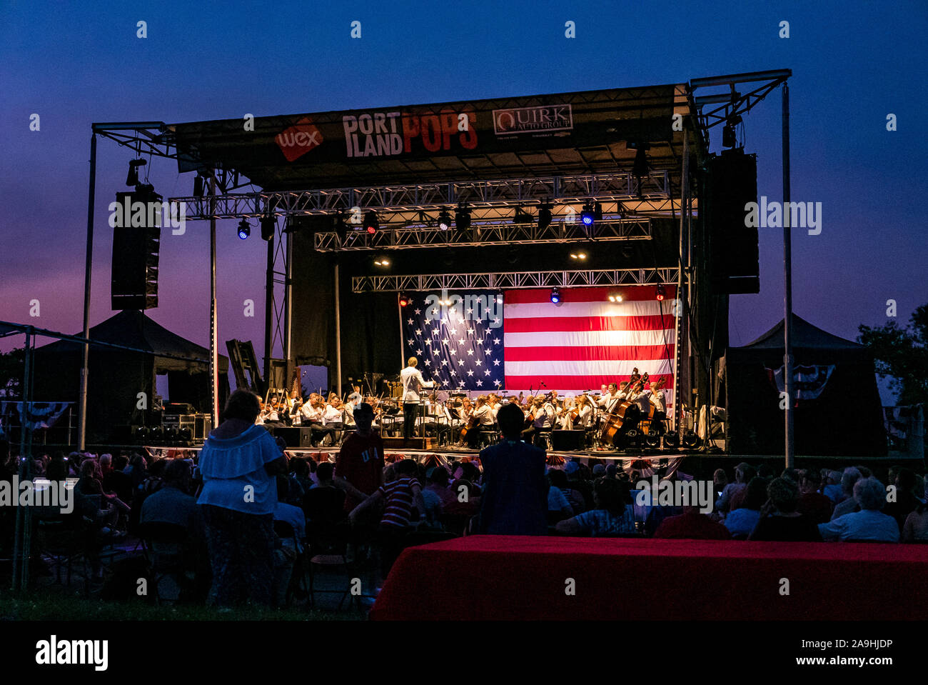 Portland (Maine) Pops Symphony on stage performing during July 4th ...