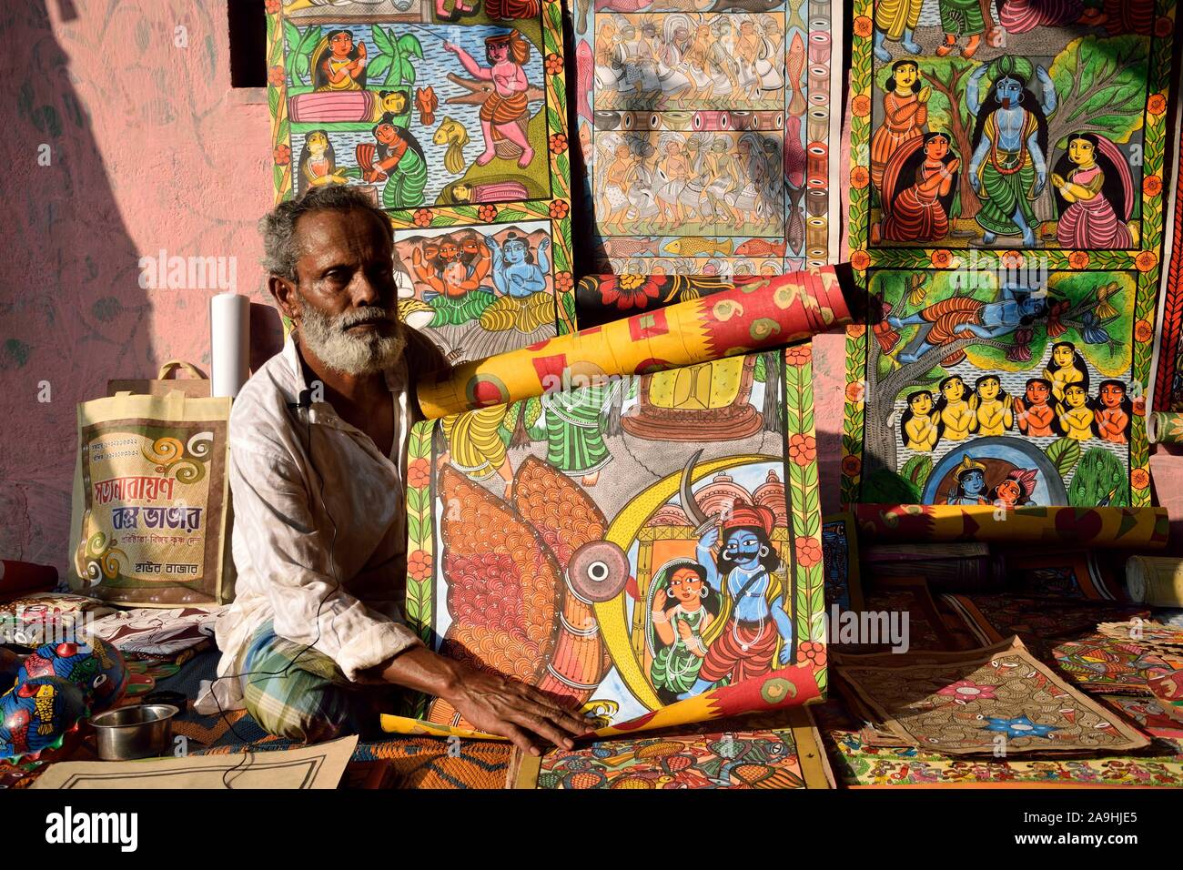 Pingla, West Bengal, India. November 15, 2019: Patachitra is a unique ...