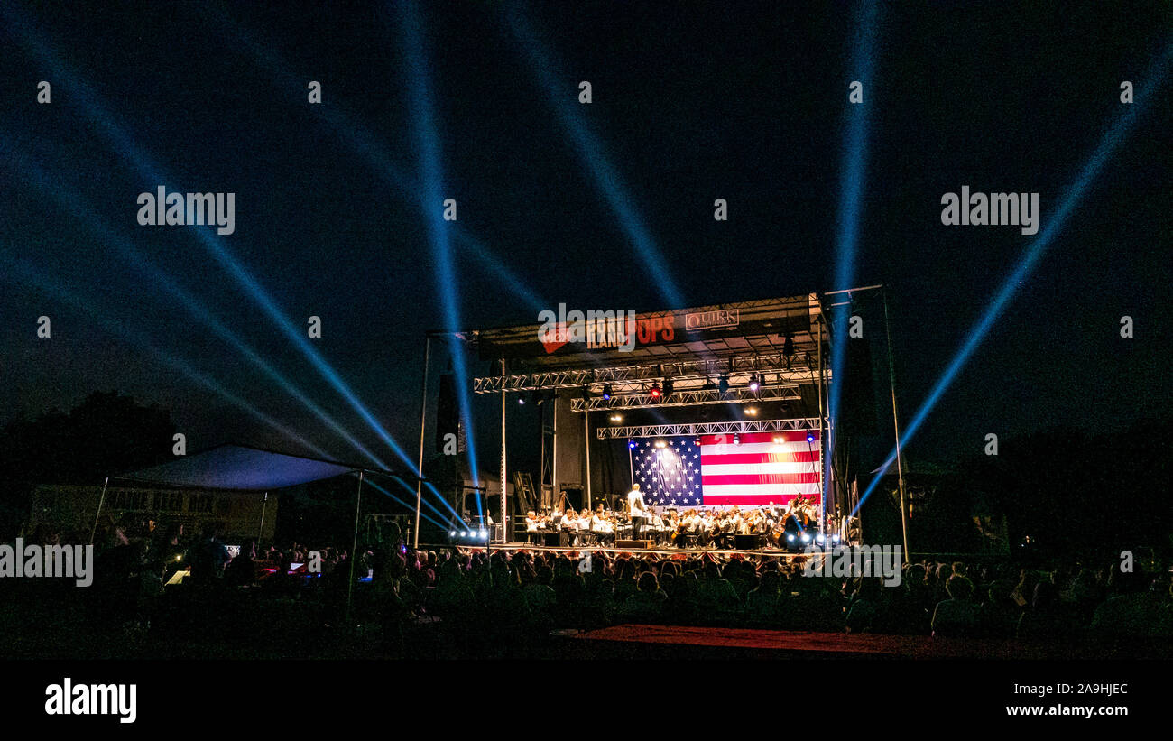 Portland (Maine) Pops Symphony on stage performing during July 4th ...