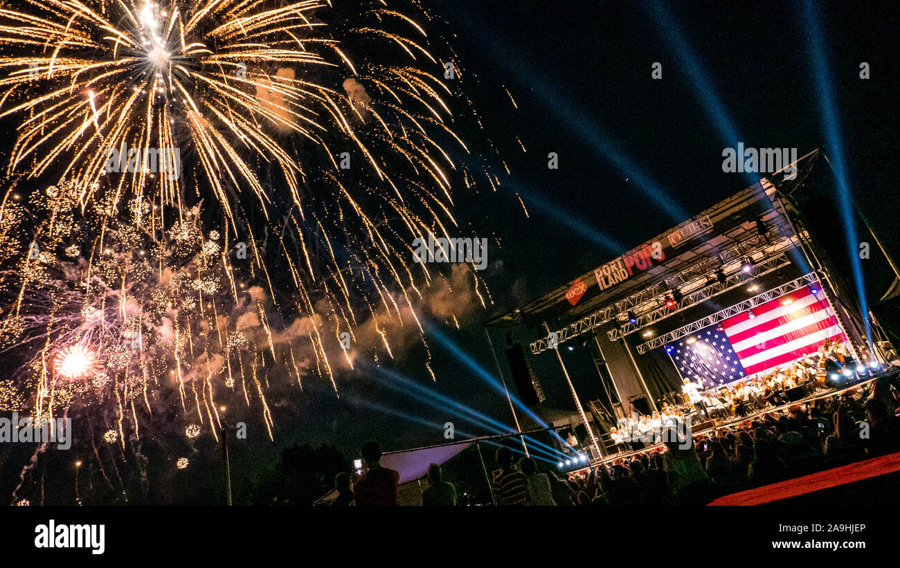Portland (Maine) Pops Symphony on stage performing during July 4th ...