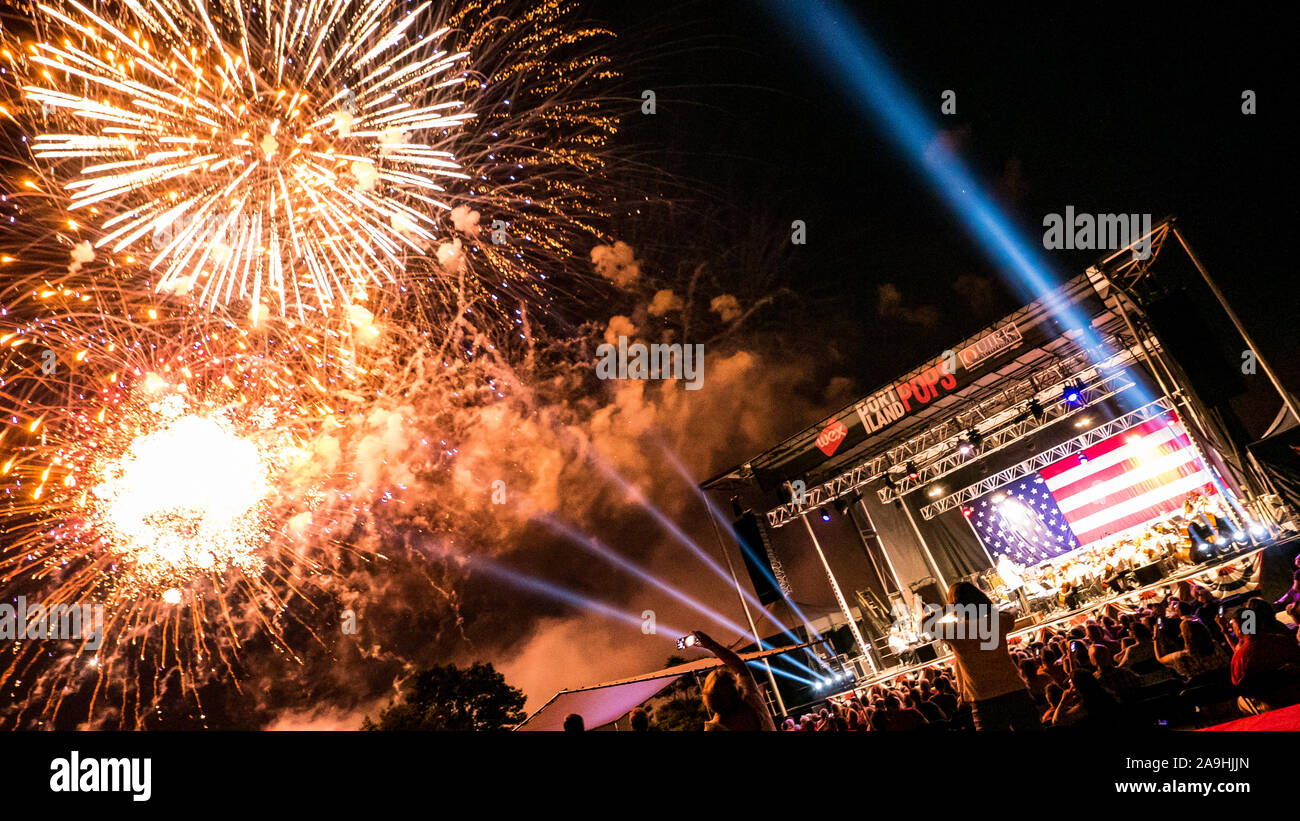 Portland (Maine) Pops Symphony on stage performing during July 4th ...