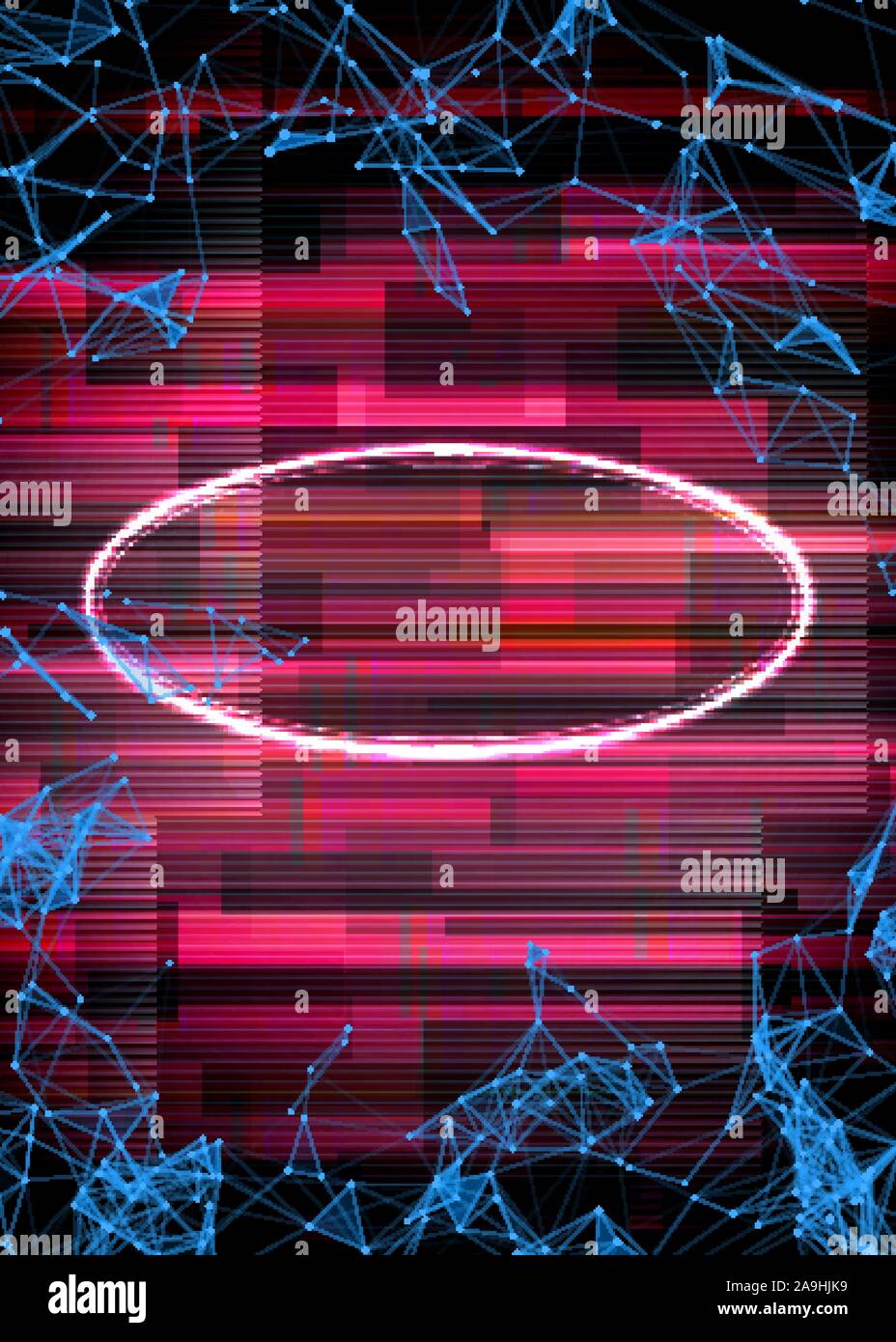 Glitch cyberpunk frame with technology error and neon shape Stock ...