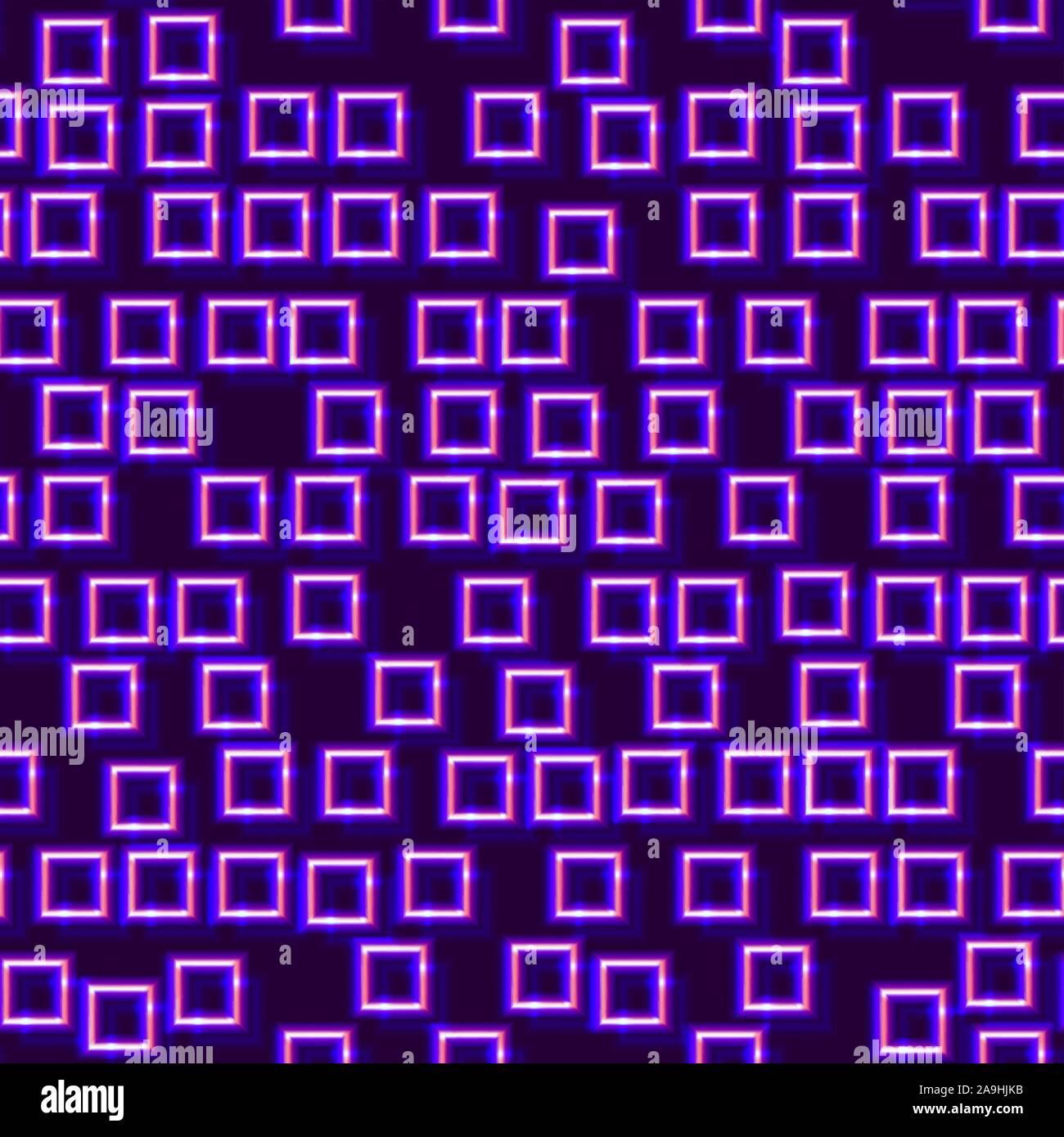 Neon seamless pattern with 80s style shapes and glowing purple Stock ...