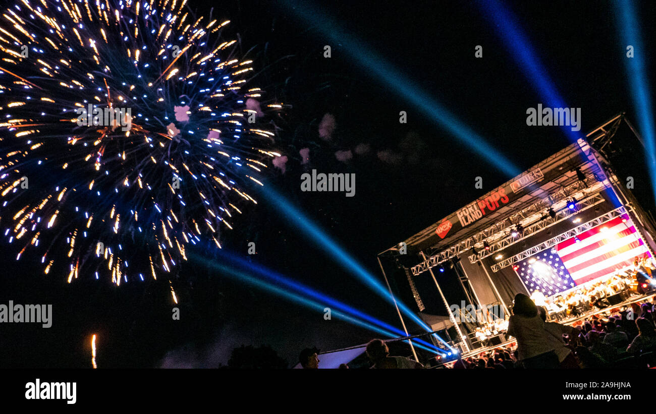 Portland (Maine) Pops Symphony on stage performing during July 4th ...