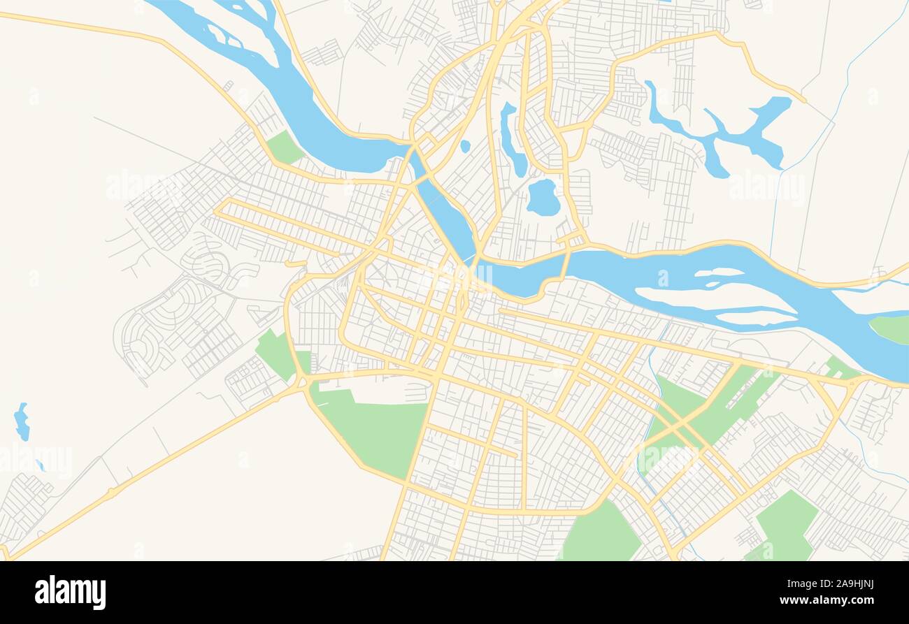 Printable street map of Campos dos Goytacazes, Brazil. Map template for ...