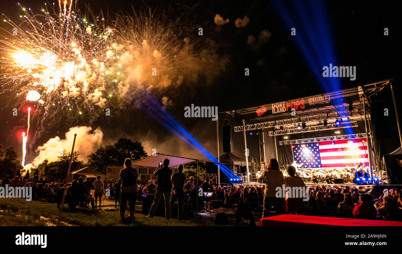 Portland (Maine) Pops Symphony on stage performing during July 4th ...