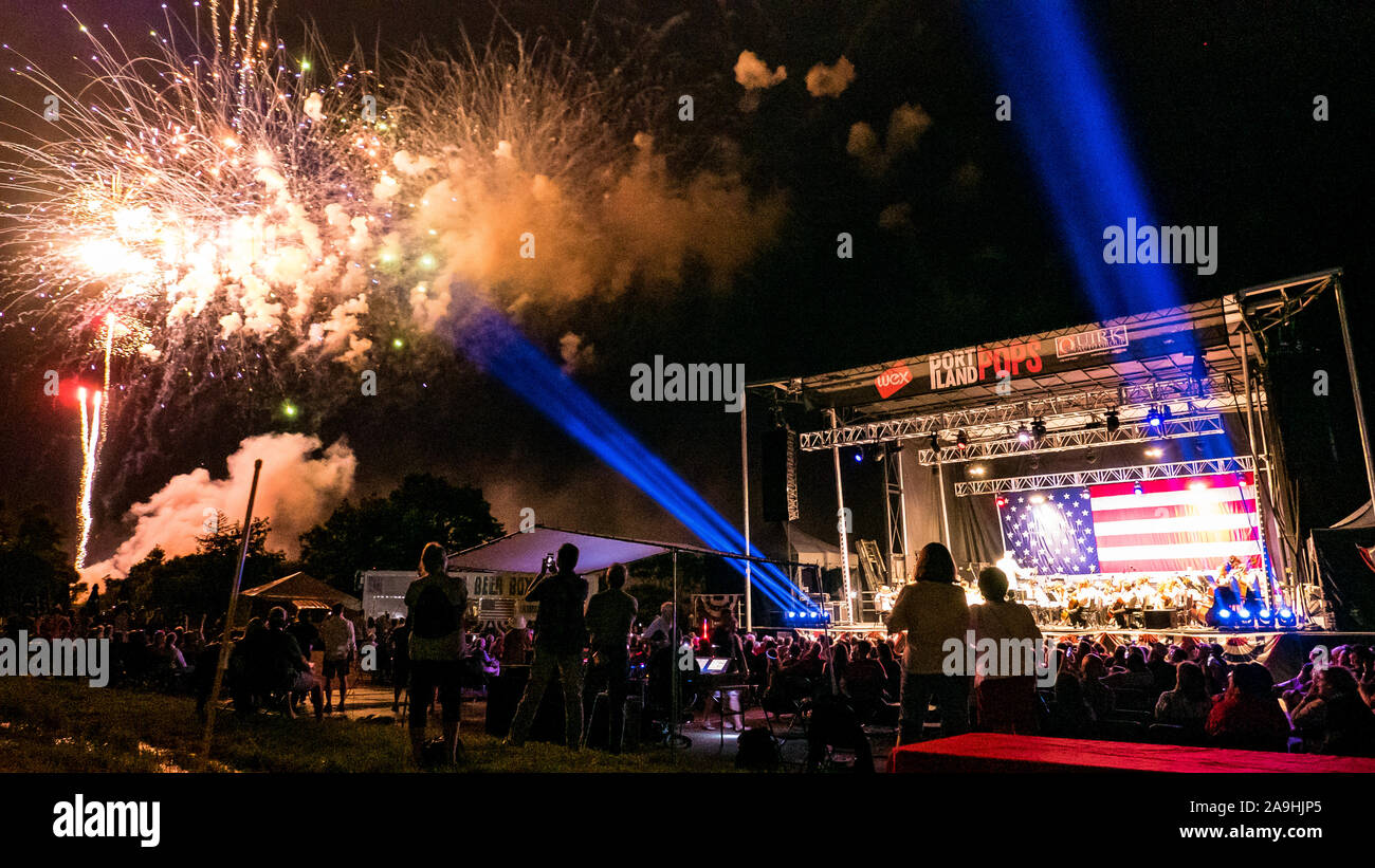 Portland (Maine) Pops Symphony on stage performing during July 4th ...
