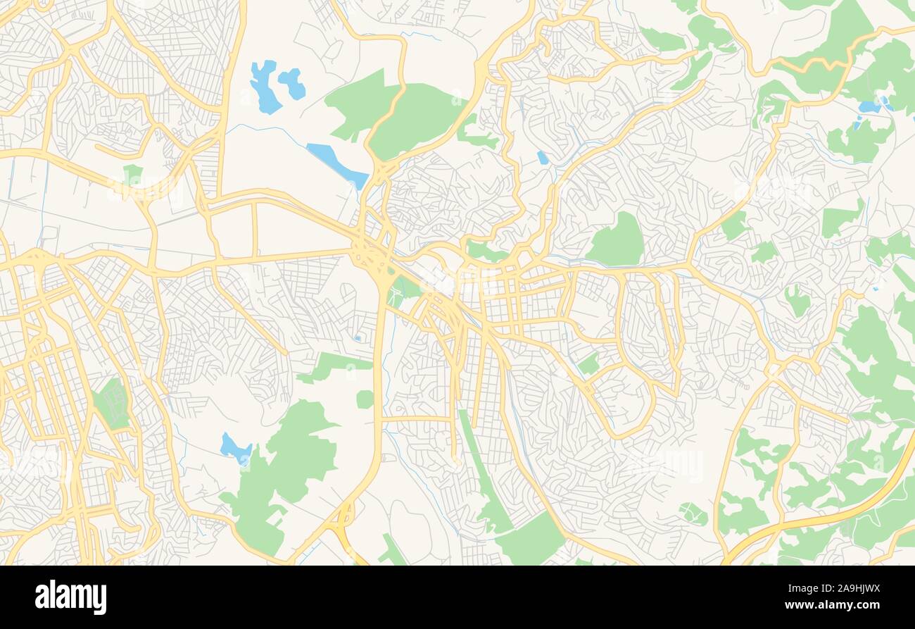 Printable street map of Maua, Brazil. Map template for business use ...