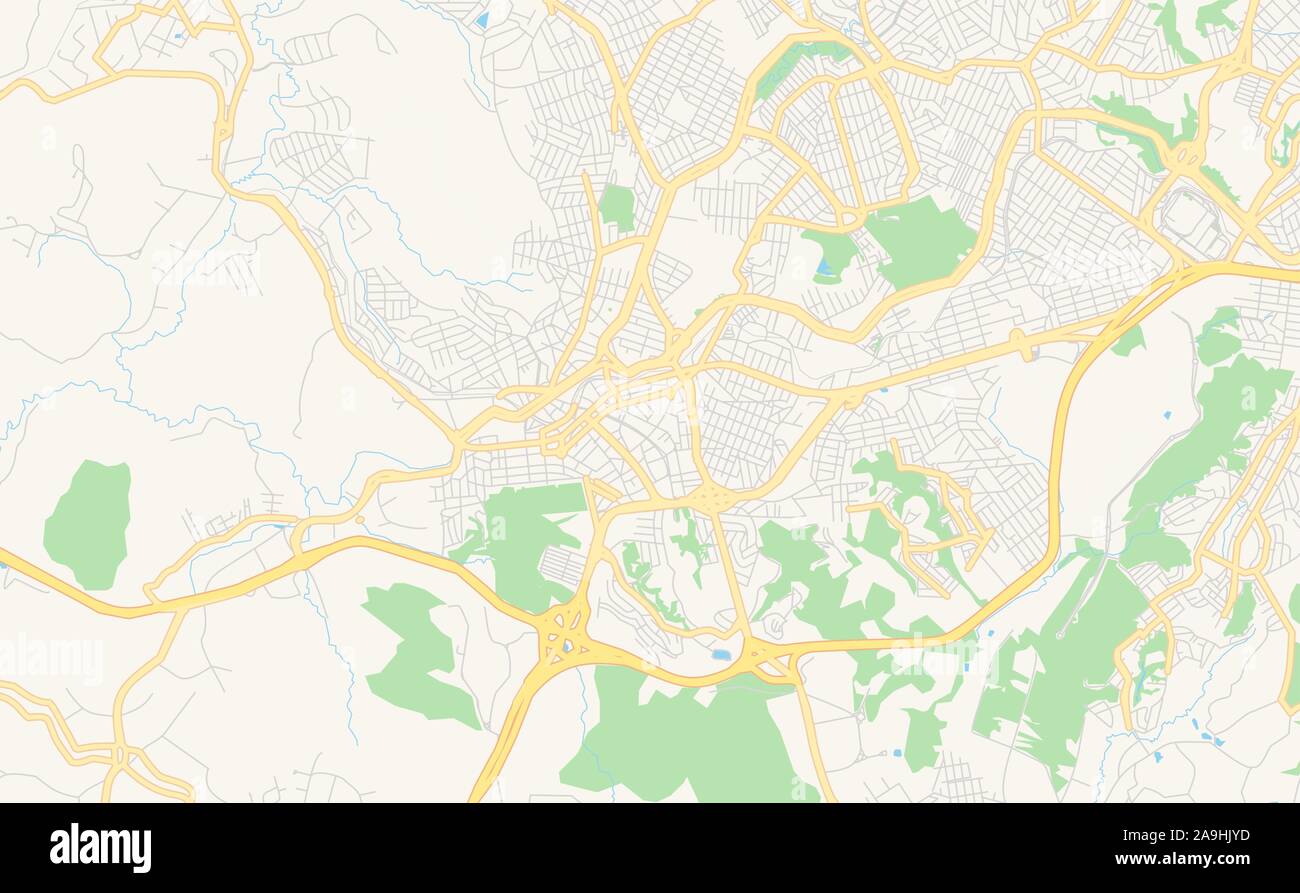 Printable street map of Betim, Brazil. Map template for business use ...