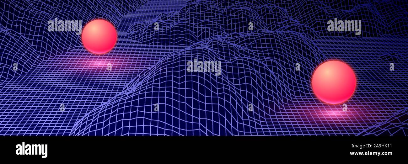 Landscape with wireframe grid of 80s styled retro computer game Stock ...