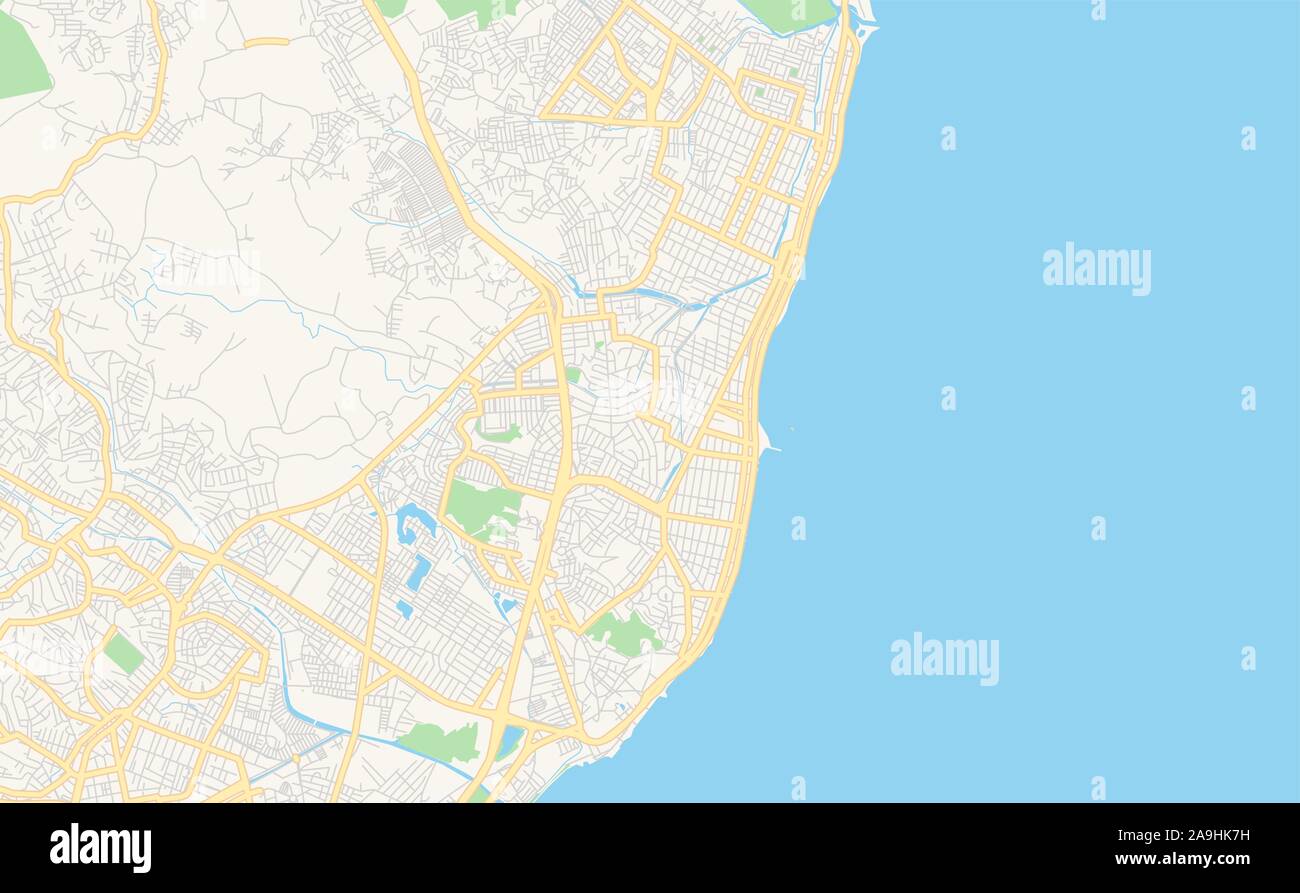 Printable street map of Olinda, Brazil. Map template for business use ...