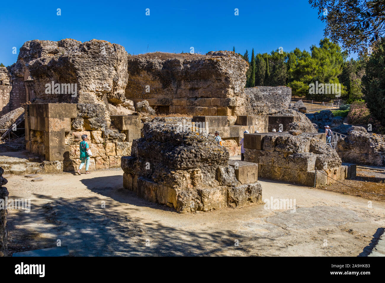 The Amphitheatre or coliseum at the Roman settlements of Italica in ...
