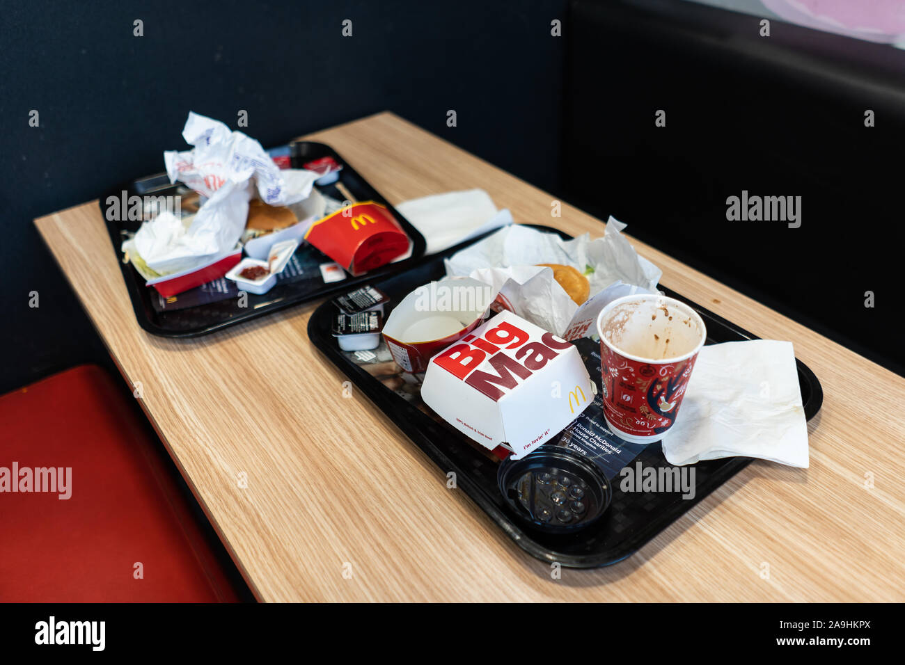 Rubbish left on trays, tables left untidy, mess and dirty after ...