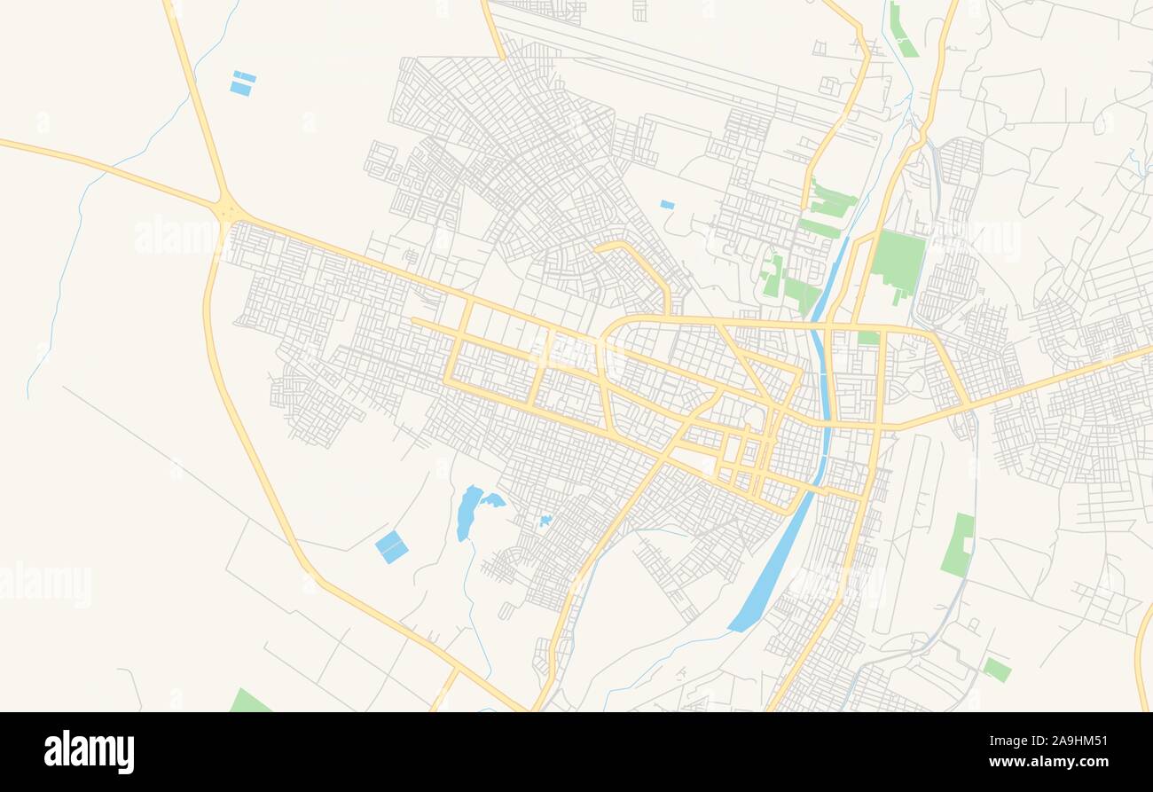 Printable street map of Piura, Peru. Map template for business use ...